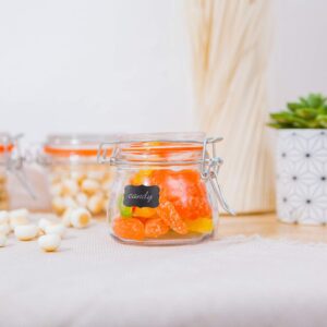 Small Glass Jars With Airtight Lids,Encheng Glass Spice Jars 5 oz,Maosn Jars With Leak Proof Rubber Gasket 150ml,Glass Storage Containers With Hinged Lid,Mini Kitchen Canisters 24 Pack … …