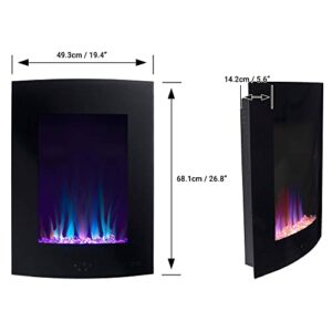 Paramount 27" Black Vertical Curved Wall Mount Electric Fireplace