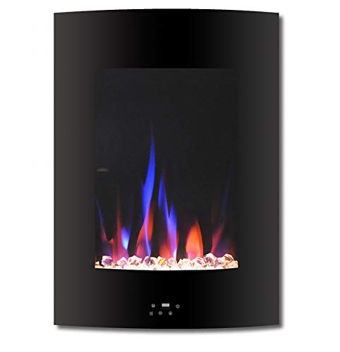 Paramount 27" Black Vertical Curved Wall Mount Electric Fireplace