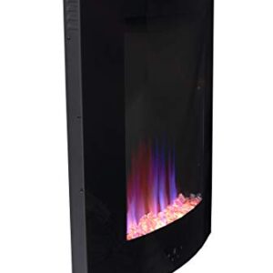 Paramount 27" Black Vertical Curved Wall Mount Electric Fireplace