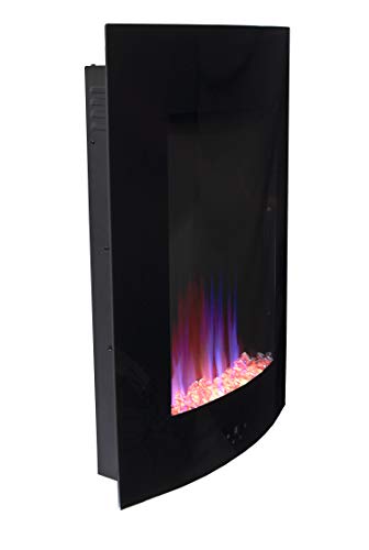 Paramount 27" Black Vertical Curved Wall Mount Electric Fireplace