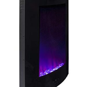 Paramount 27" Black Vertical Curved Wall Mount Electric Fireplace