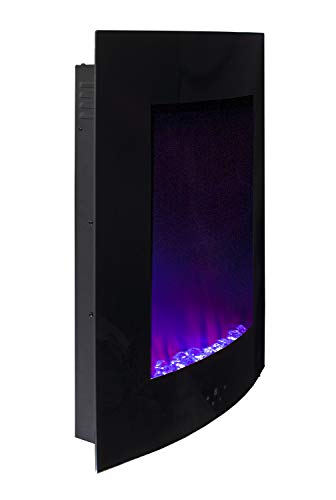 Paramount 27" Black Vertical Curved Wall Mount Electric Fireplace