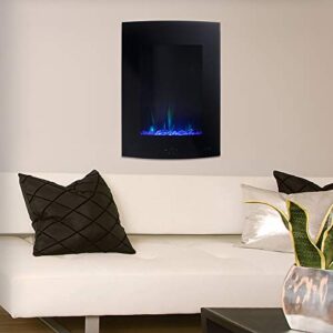 Paramount 27" Black Vertical Curved Wall Mount Electric Fireplace