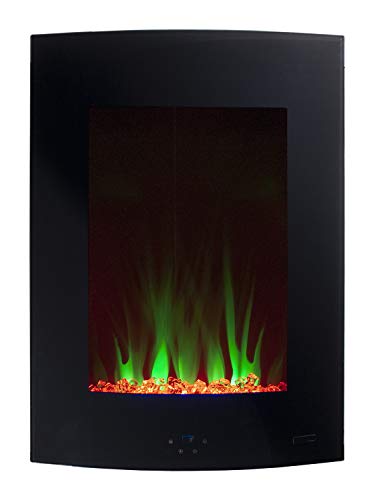 Paramount 27" Black Vertical Curved Wall Mount Electric Fireplace