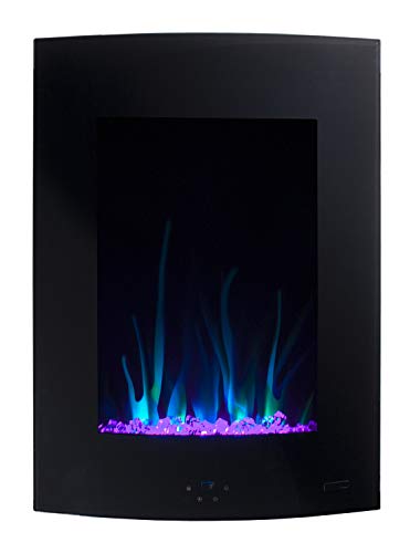 Paramount 27" Black Vertical Curved Wall Mount Electric Fireplace