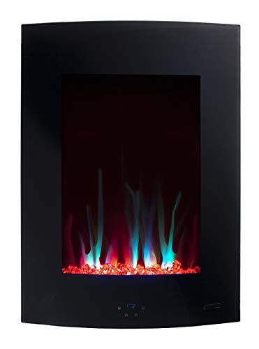 Paramount 27" Black Vertical Curved Wall Mount Electric Fireplace