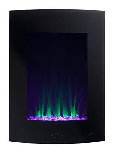 Paramount 27" Black Vertical Curved Wall Mount Electric Fireplace