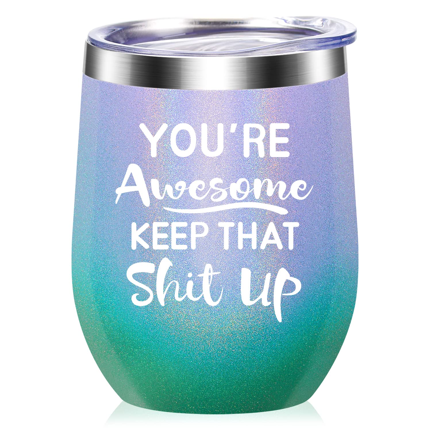 Sheng Run You're Awesome Keep That Up - Inspirational Thank You Gifts, New Job Congratulation Christmas Funny Birthday Gifts Idea for Women, Friends, Employee, Coworkers, Wine Tumbler Black, 12 oz