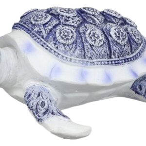 Ebros Terracotta Blue and White Feng Shui Celestial Sea Turtle Statue 4.5" Wide Talisman of Stability and Fortune Lucky Tortoise Figurine Decorative Zen Turtles Tortoises