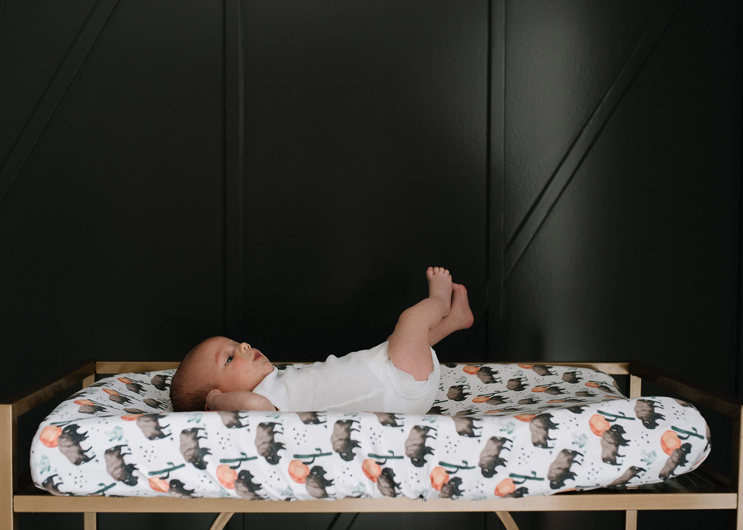 Premium Knit Diaper Changing Pad Cover"Bison" by Copper Pearl