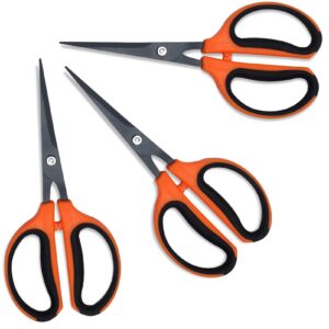 growneer 3 packs trimming scissors teflon coated non stick blades pruning shears gardening hand pruning snips with straight stainless steel precision blade