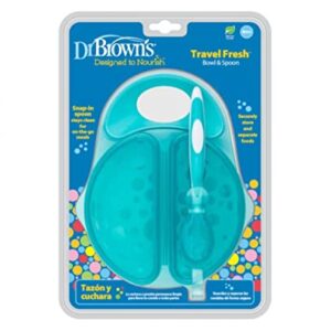 Dr. Brown's Travel Fresh Divided Bowl and Soft-Tip Spoon Set with Travel Lid, BPA Free