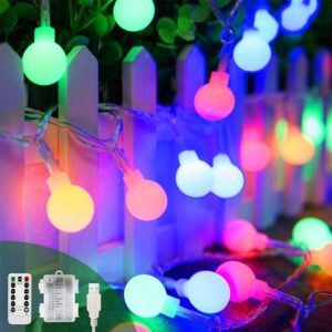 battery operated usb 2 in 1 string lights - 40ft 100 led globe string lights with timer& memory function & 8 modes string lights for christmas patio party indoor outdoor bedroom,multicolor