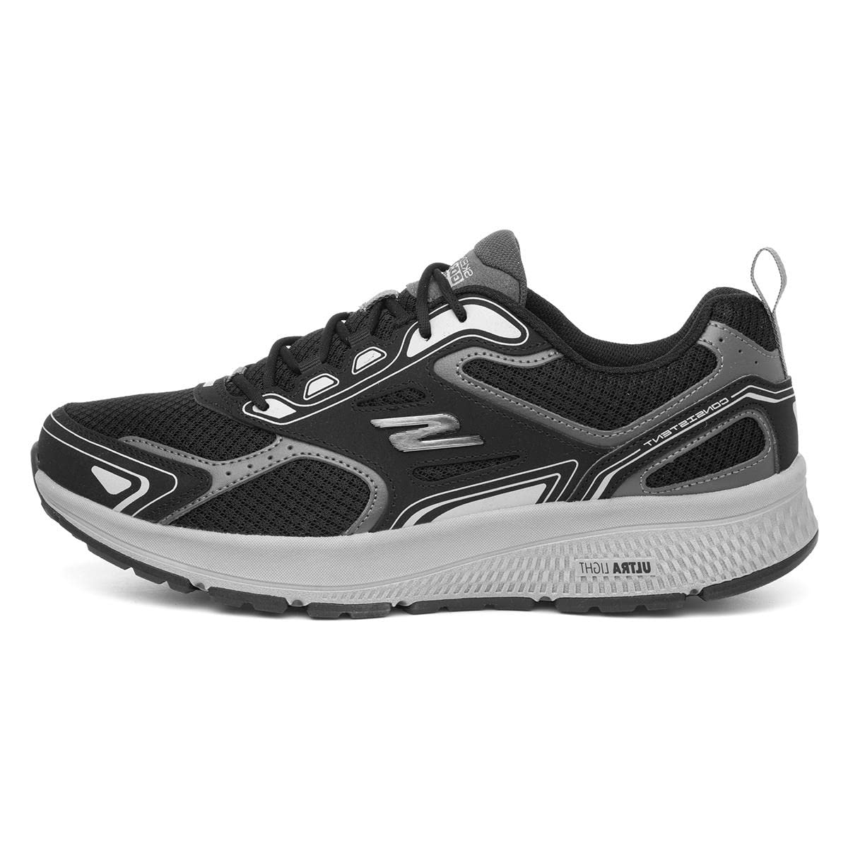 Skechers mens Go Run Consistent - Performance Running & Walking Shoe Sneaker, Black/Grey, 9.5 US