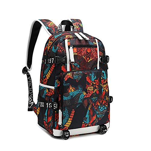 The Seven Deadly Sins Gold Print Oxford USB Charging Laptop Backpack Anime Travel Bagpack Men Large Bookbag(26)