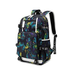 The Seven Deadly Sins Gold Print Oxford USB Charging Laptop Backpack Anime Travel Bagpack Men Large Bookbag(26)