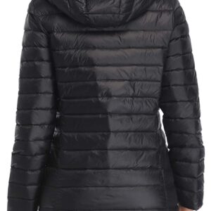 Obosoyo Women's Winter Packable Down Jacket Plus Size Lightweight Long Down Outerwear Puffer Jacket Hooded Coat Black XL