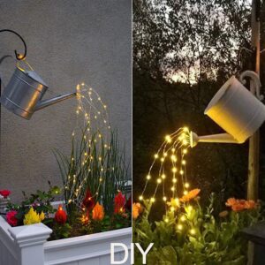 VOOKRY 10 Strands 200 LEDs Hanging Twinkle Fairy Lights Battery Operated with Remote, Waterproof Waterfall Vine String Lights Silver Wire Branch Lights with Timer for Outdoor DIY Watering Can Lights