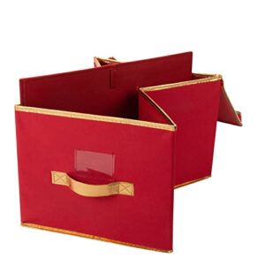 Simplify Holiday Jumbo Storage Box | Christmas Décor Organizer | Good for Seasonal Items | Closet Storage | Collapsible | Lidded | Red