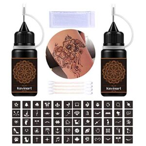 temporary tattoos kit brown tattoo kit 2 bottles 1 oz gel with 60 adhesive stencils for women painting decor supplies