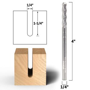 YONICO Carbide Ball Nose End Mill CNC Router Bits 4 Flute Spiral 1/4-Inch Dia. 1/4-Inch Shank 34412-SC