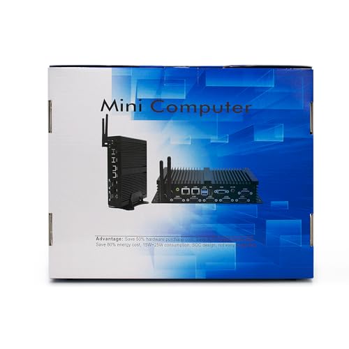 Industrial Fanless Mini Desktop PC Core i7 8GB RAM Mini PC Windows 11 / Linux, Mini Industrial PC 256GB SSD, 4K HD DP EDP Three Screen Displays, Dual NIC, CPU 8550U Fanless PC, Full Metal Case