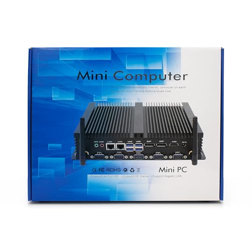 Industrial Fanless Mini Desktop PC Core i7 8GB RAM Mini PC Windows 11 / Linux, Mini Industrial PC 256GB SSD, 4K HD DP EDP Three Screen Displays, Dual NIC, CPU 8550U Fanless PC, Full Metal Case