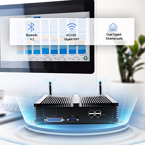 Industrial Fanless Mini Desktop PC Core i7 8GB RAM Mini PC Windows 11 / Linux, Mini Industrial PC 256GB SSD, 4K HD DP EDP Three Screen Displays, Dual NIC, CPU 8550U Fanless PC, Full Metal Case