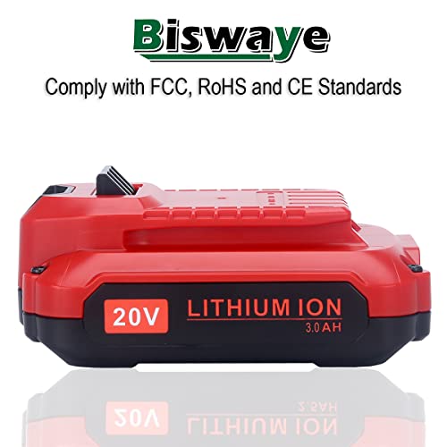 Biswaye 20V MAX Battery CMCB202 Replacement for Craftsman V20 Lithium Ion Battery CMCB204 CMCB202 CMCB201 (for All V20* Cordless Tools) CMCS300B CMCG400B CMCB104 CMCK700D2 CMCD700C1 CMCS714M1 CMCL030B