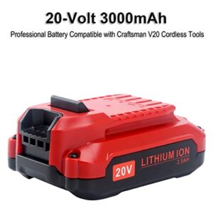 Biswaye 20V MAX Battery CMCB202 Replacement for Craftsman V20 Lithium Ion Battery CMCB204 CMCB202 CMCB201 (for All V20* Cordless Tools) CMCS300B CMCG400B CMCB104 CMCK700D2 CMCD700C1 CMCS714M1 CMCL030B