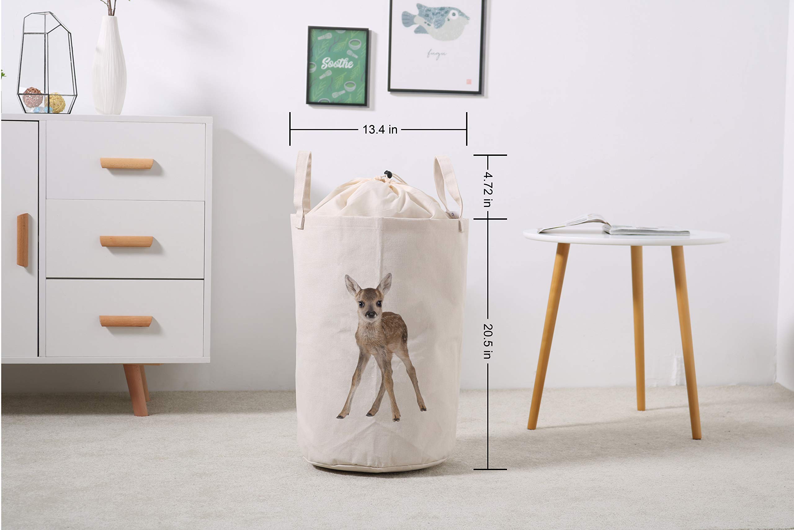 LifeCustomize Large Laundry Basket Hamper Roe Deer Collapsible Drawstring Storage Baskets Nursery Baby Toy Organizer