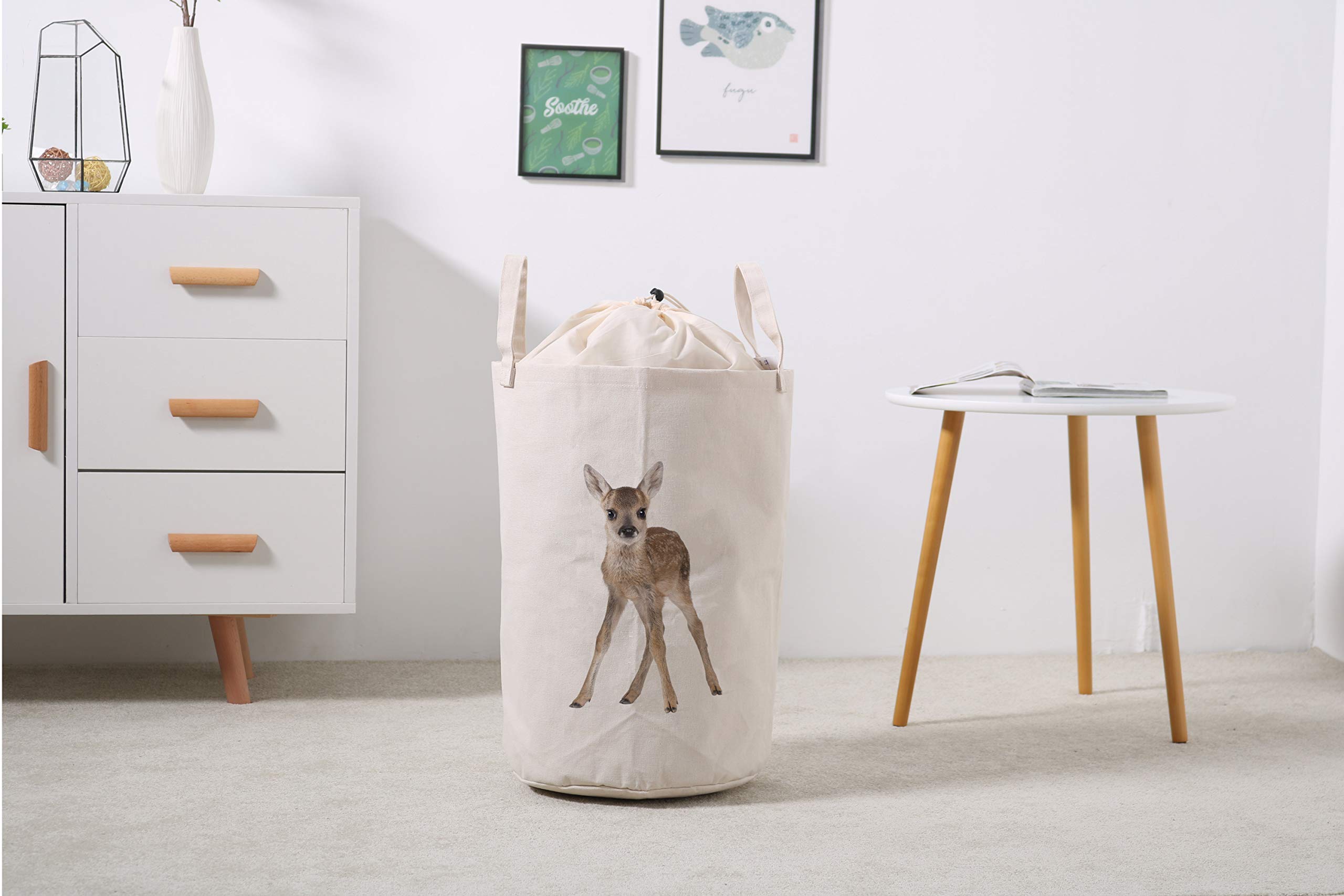 LifeCustomize Large Laundry Basket Hamper Roe Deer Collapsible Drawstring Storage Baskets Nursery Baby Toy Organizer