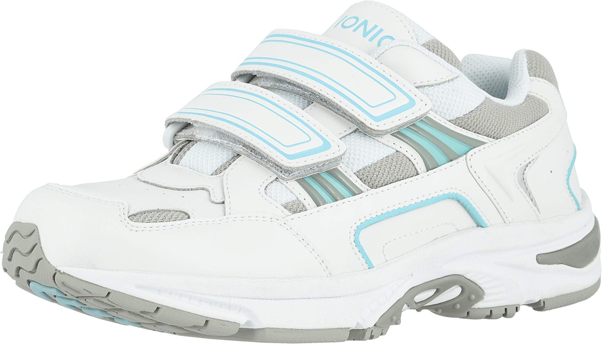 Vionic Women's Walk Tabi Lesiure Shoes - Adjustable Supportive Walking Shoes Include Three-Zone Comfort Orthotic Insole Arch Support, Sneakers for Women, Active Sneakers White and Blue 10 Medium US