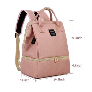 V-COOOL Breast Pump Bag with Cooler Double-layer Fresh-Keeping Bag Double Layer for Mother Outdoor Working Backpack with USB Charging Port(Pink)