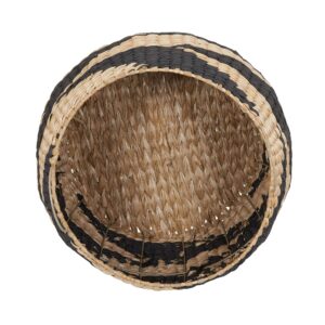 Household Essentials Black and Brown Large Woven Wicker Storage Basket with Handles Decorative