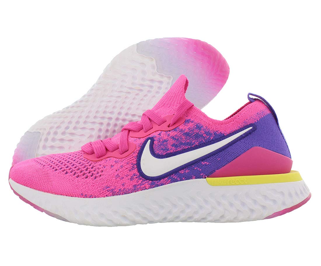 Nike Womens Epic React Flyknit 2 Running Shoes (6.5, Fuchsia/White)