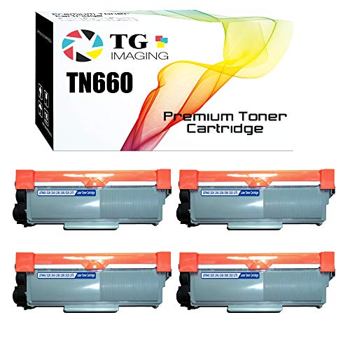 TG Imaging (4 Black Set) Compatible DR630 Toner Cartridge Replacement for Brother TN660 Toner for HL-L2300D HL-L2360DW HL-L2320D HL-L2380DW MFC-L2707DW DCP-L2520DW DCP-L2540DW Printers