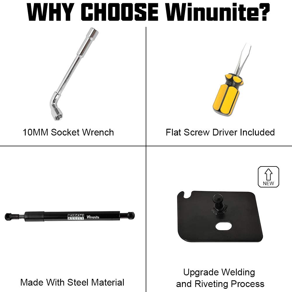 Winunite Compatible with F150 2015-2023 Tailgate Assist Shock Truck Lift Assist for F150 Pickup Tailgate Soft Open Easy Down Easy Lift(All Tools Provided)