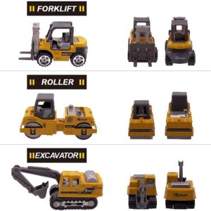 Kids Diecast Construction Vehicles Metal Engineering Cars Set Toys Play Trucks for Boys Age 3 4 Birthday Party Supplies Cake Topper (Pack of 6)