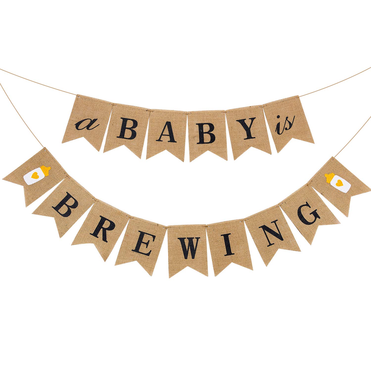 Baby Is Brewing Banner Linen Baby Shower Banner Gender Reveal Baby Bottle Banner for Pregnancy Celebration Diaper Party Decoration Supplies