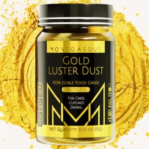 monÉgasque gold luster dust edible glitter for cocktails 15g – edible gold dust for chocolate, mother's day cookies, gold edible glitter for drinks, drink glitter edible dust, edible glitter for cakes