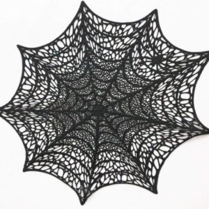 Wintop Group Vinyl Placemat Hollow Out Design, Set of 6, Functional Mat for Dining Table Durable Non-Slip, Halloween Black Spider Web