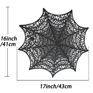 Wintop Group Vinyl Placemat Hollow Out Design, Set of 6, Functional Mat for Dining Table Durable Non-Slip, Halloween Black Spider Web