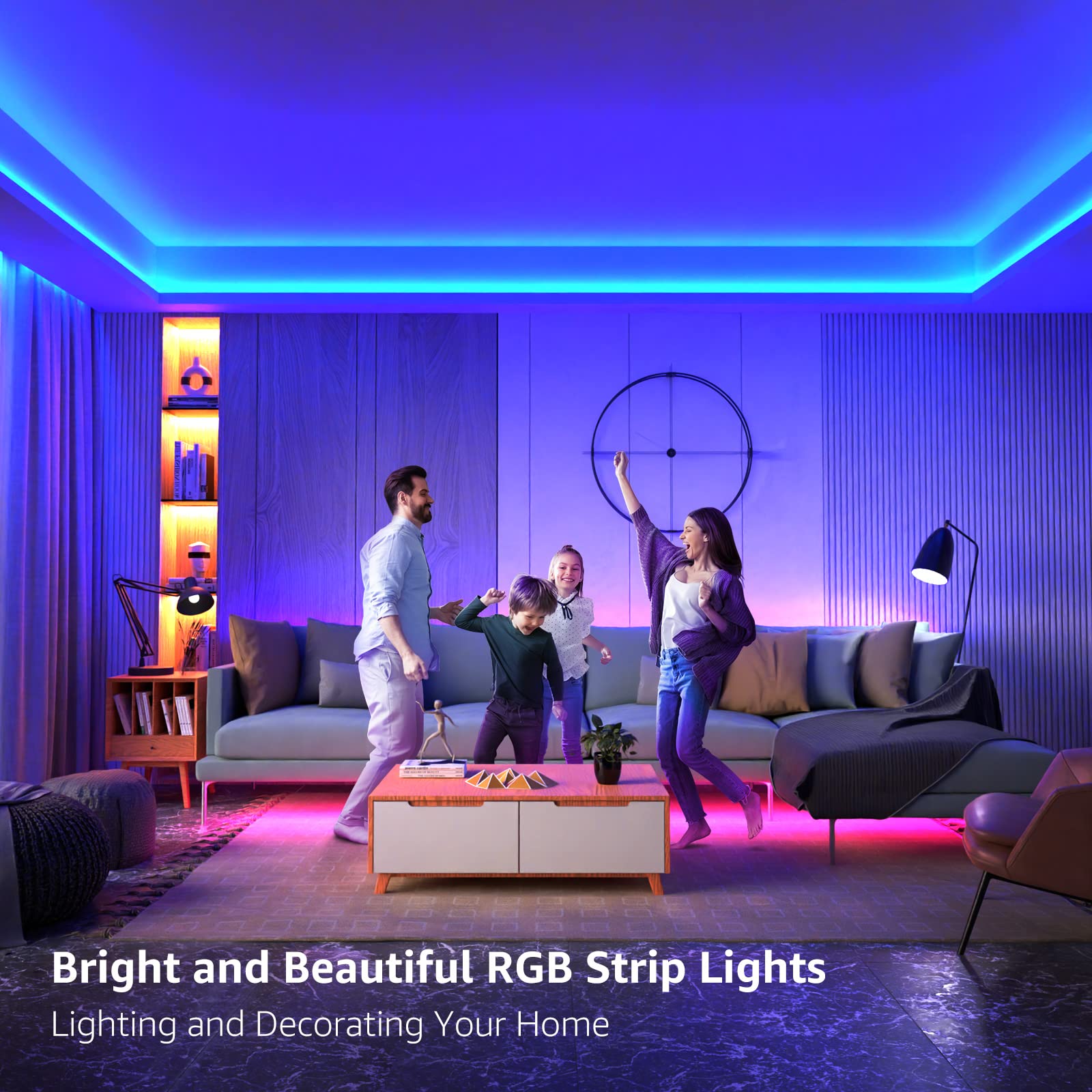 LE LED Strip Lights, RGB 5050 LED Strips with Remote Controller, Color Changing Tape Light with 12V Power Supply for Room, Bedroom, TV, Kitchen, Desk