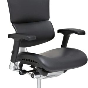 X-Chair X4 High End Executive Chair, Black Leather with Wide Seat & Headrest - Ergonomic Office Seat/Dynamic Variable Lumbar Support/Floating Recline/Stunning Aesthetic/Perfect for Office or Boardroom