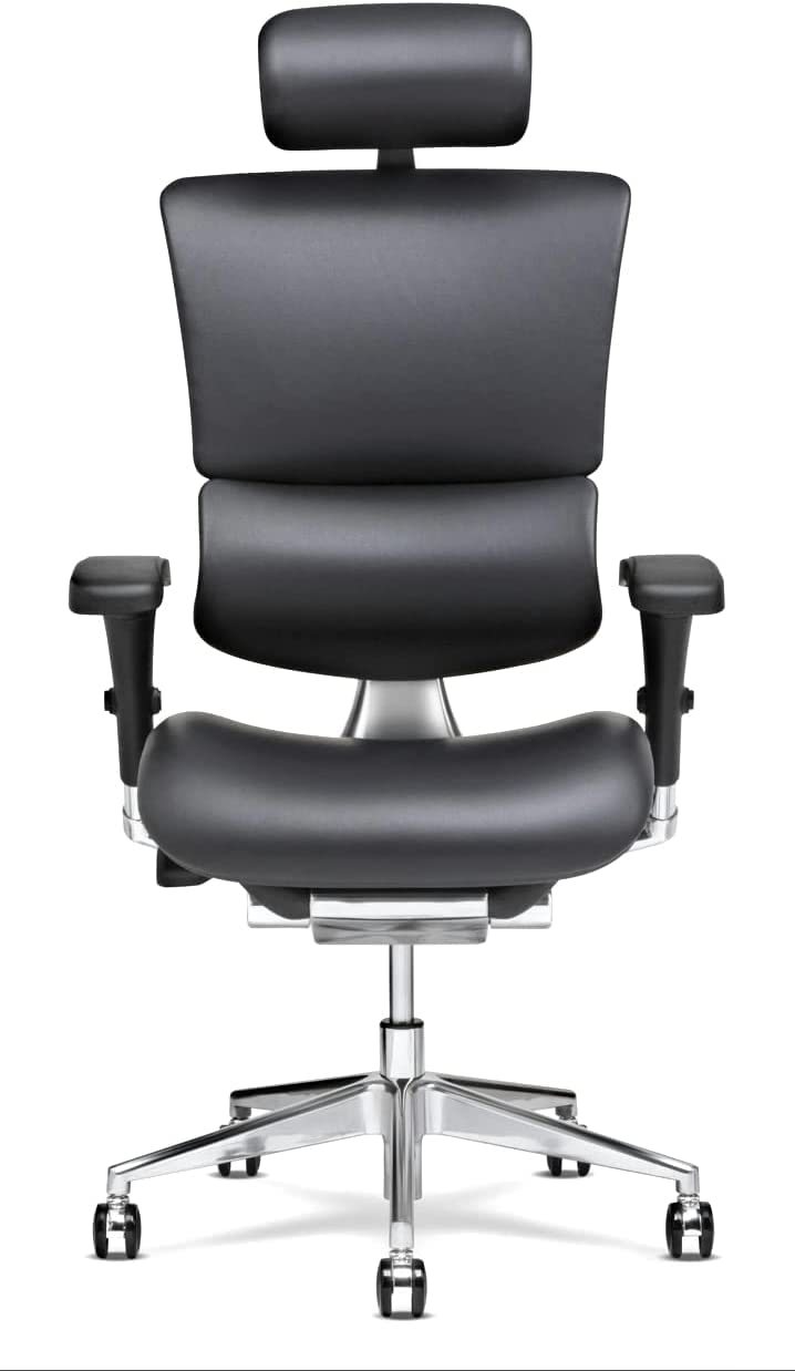 X-Chair X4 High End Executive Chair, Black Leather with Wide Seat & Headrest - Ergonomic Office Seat/Dynamic Variable Lumbar Support/Floating Recline/Stunning Aesthetic/Perfect for Office or Boardroom