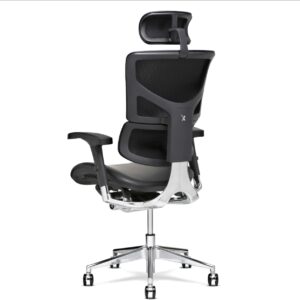 X-Chair X4 High End Executive Chair, Black Leather with Wide Seat & Headrest - Ergonomic Office Seat/Dynamic Variable Lumbar Support/Floating Recline/Stunning Aesthetic/Perfect for Office or Boardroom