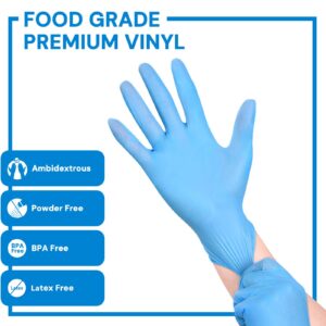 EDI Disposable Vinyl Gloves Medium, 100 pcs (Blue) - Powder-Free, Latex-Free