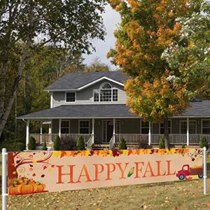 Large Happy Fall Banner, Fall Decorations, Thanksgiving Decor, Fall Maple Leaves Pumpkin Banner, Autumn Fall Party Outdoor & Indoor Decor Supplies(8.2 x 1.5 FT)